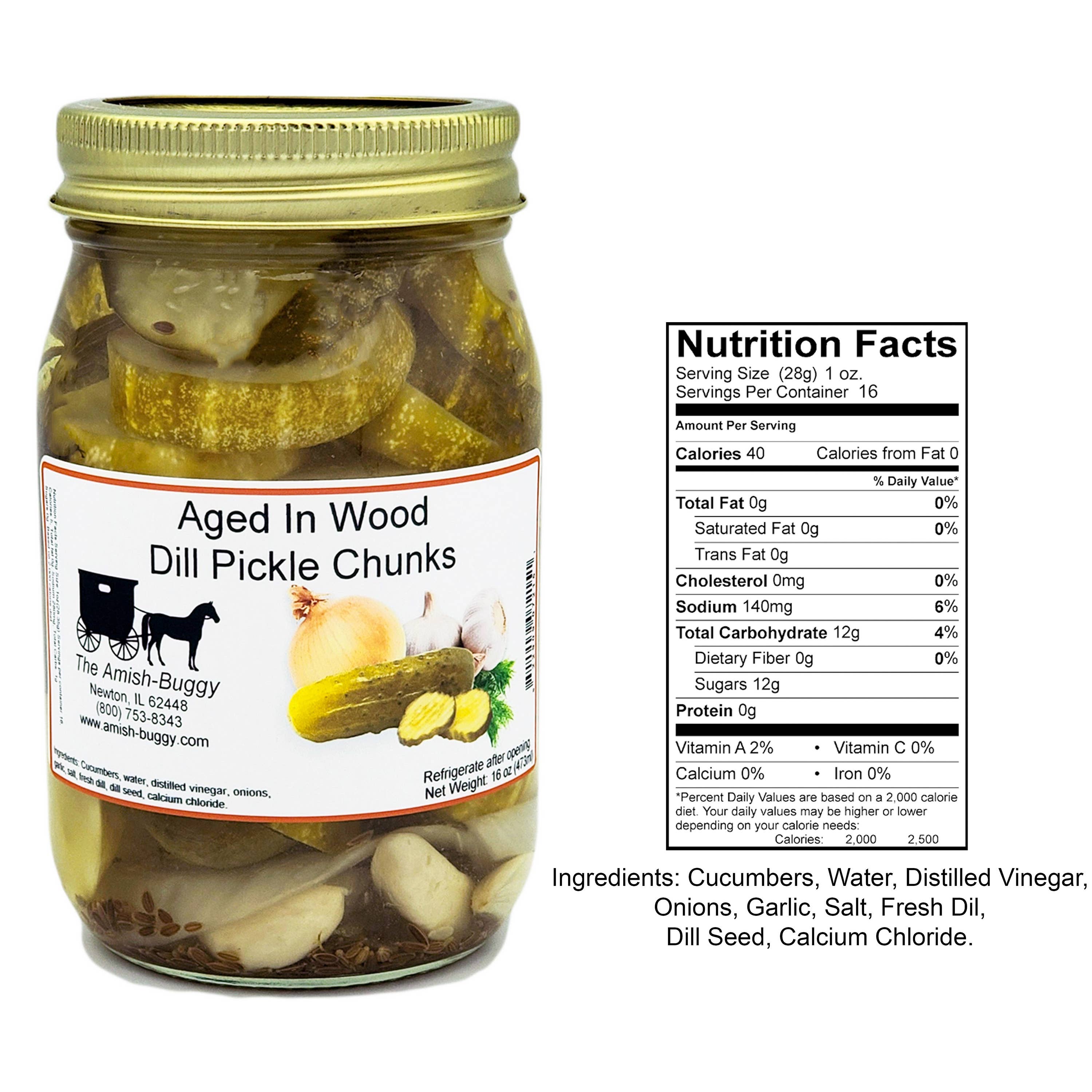 Amish Pickled Vegetables & Eggs 16 oz. Jar: Aged Dill Pickle Chunks ...